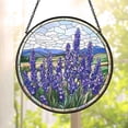 BLESSING DECOR Violet Flower Glass Suncatcher, Violet Field Window ...