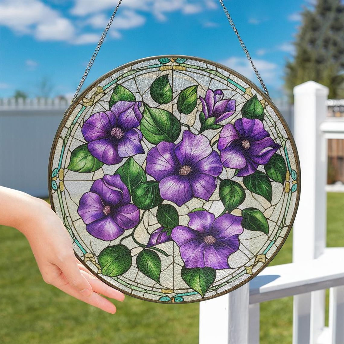 BLESSING DECOR Violet Flower Suncatcher, Violet Flower Window Hanging ...
