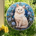 BLESSING DECOR White Cat: Stained Glass Style Window Hanging Made With ...