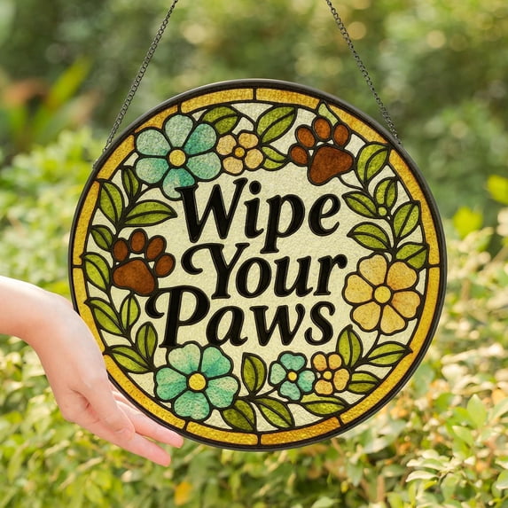 BLESSING DECOR Wipe Your Paws Suncatcher - Funny Dog Lover Window Art ...