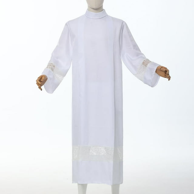 BLESSUME Catholic Church Priest Clergy White Linen Lace Pleated ...