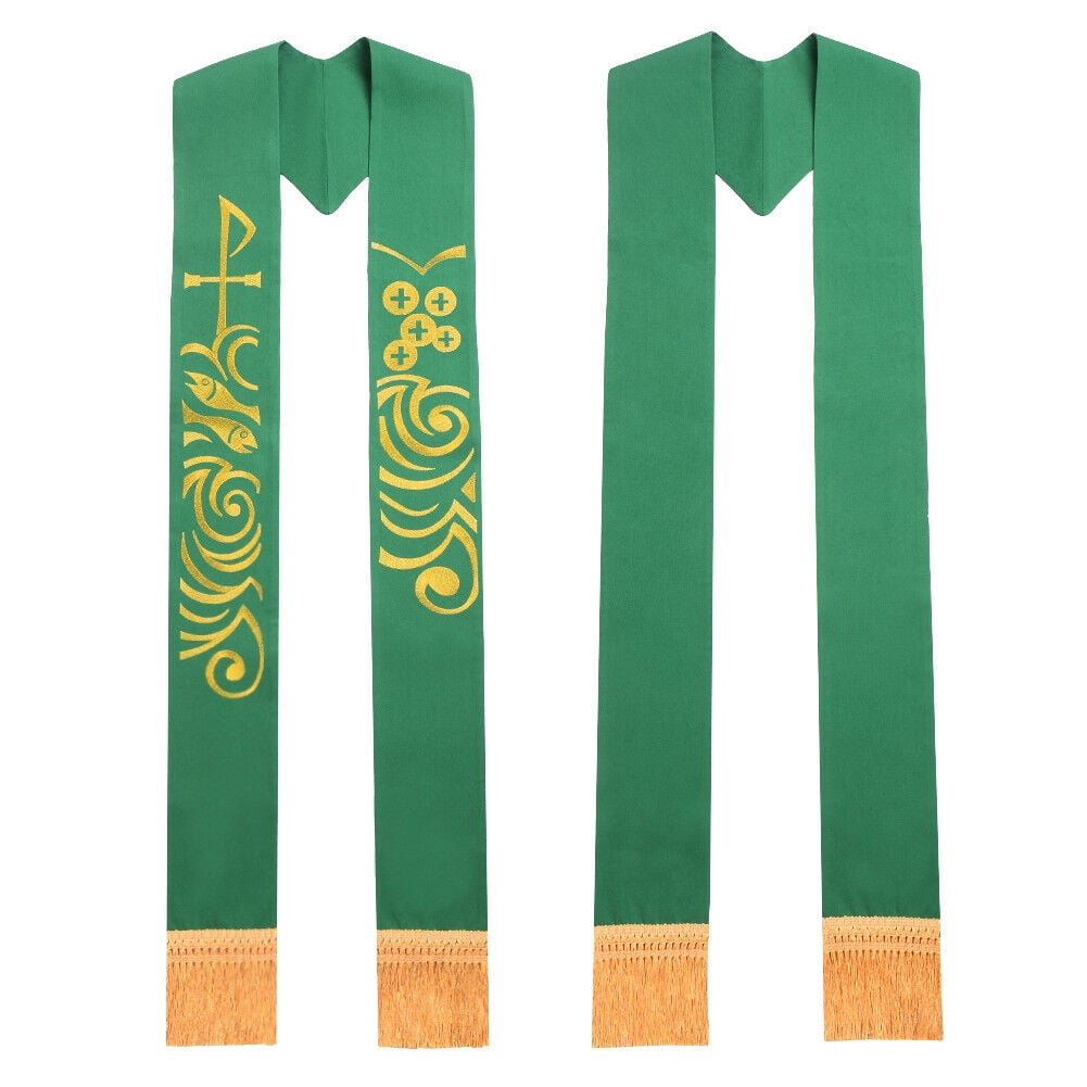 BLESSUME Clergy Church Stole Mass Reversible Stole with Gold Tassels ...