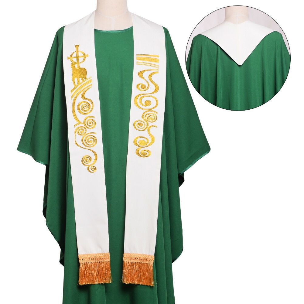 BLESSUME Clergy Church Stole Mass Reversible Stole with Gold Tassels ...