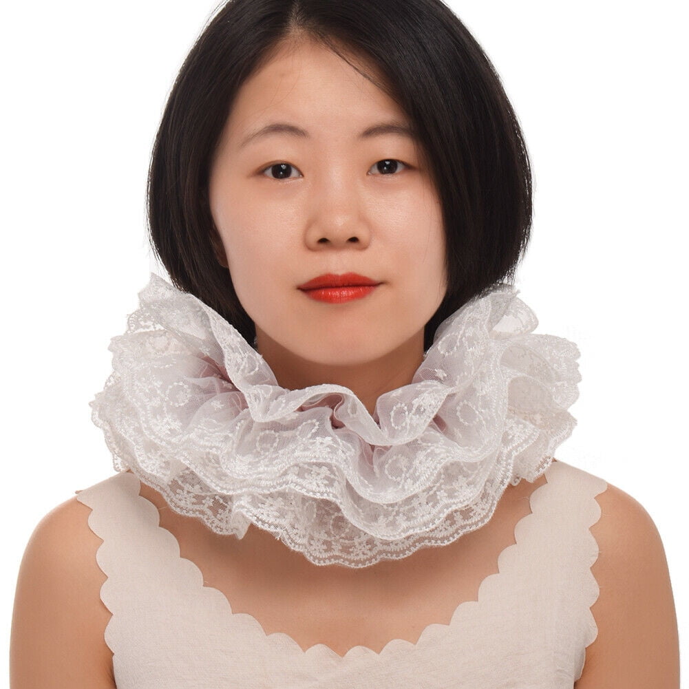 BLESSUME Elizabethan Lace Ruffle Collar Neck Ruff Victorian Steampunk ...