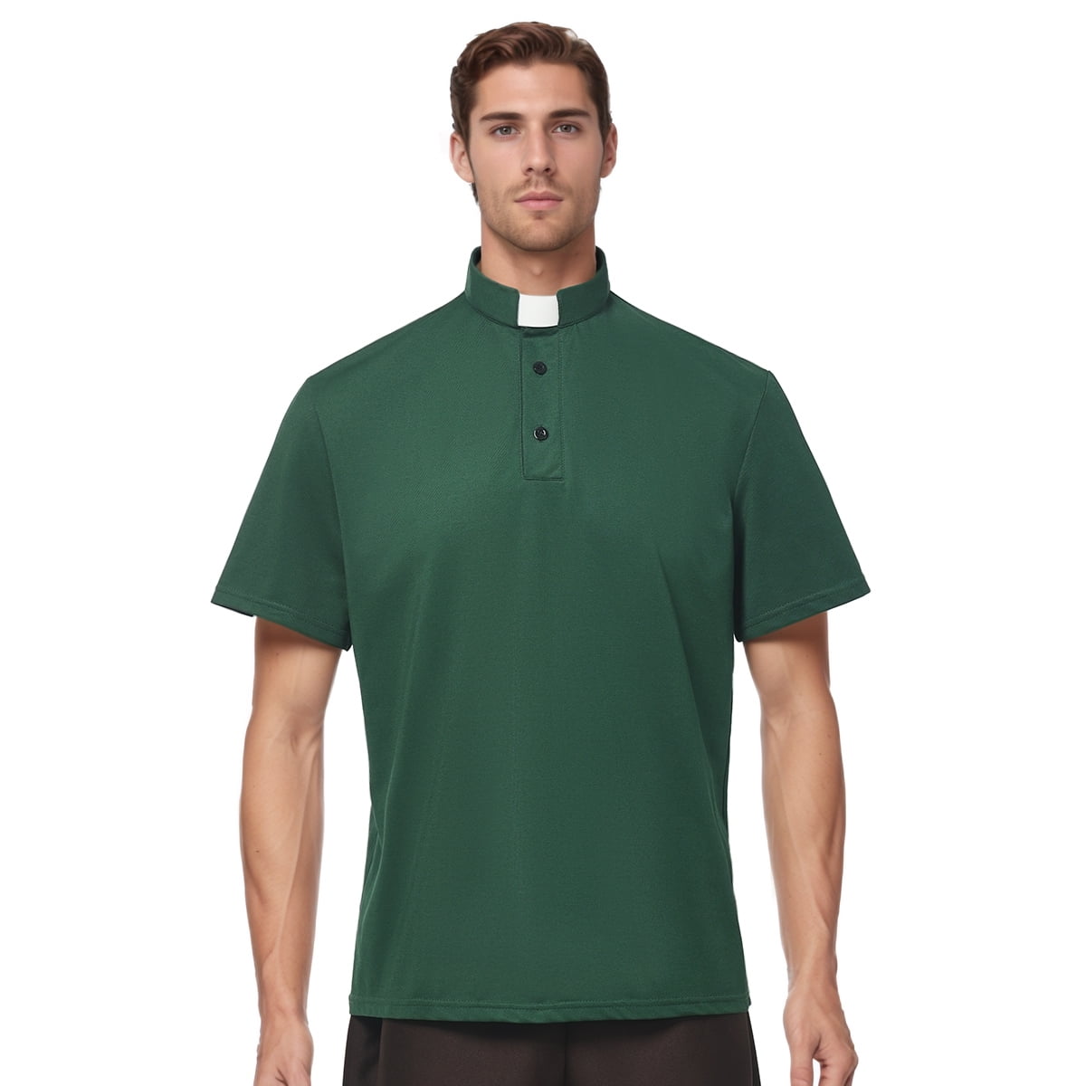 BLESSUME Mens Clergy Tab Collar Polo Shirt Short Sleeve Pastor Minister ...