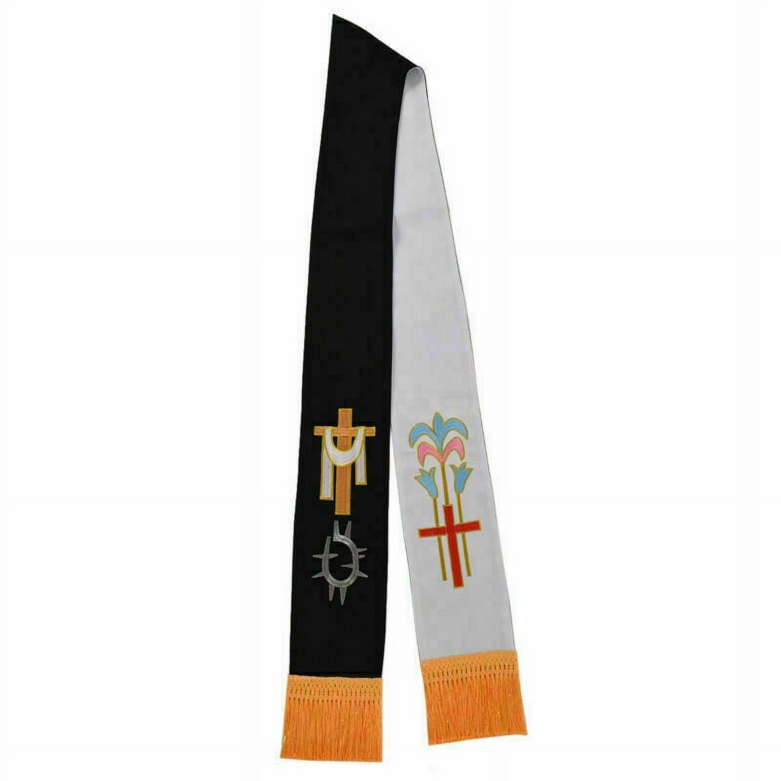 BLESSUME priest liturgical White / Black Reversible Stole Clergy cross ...
