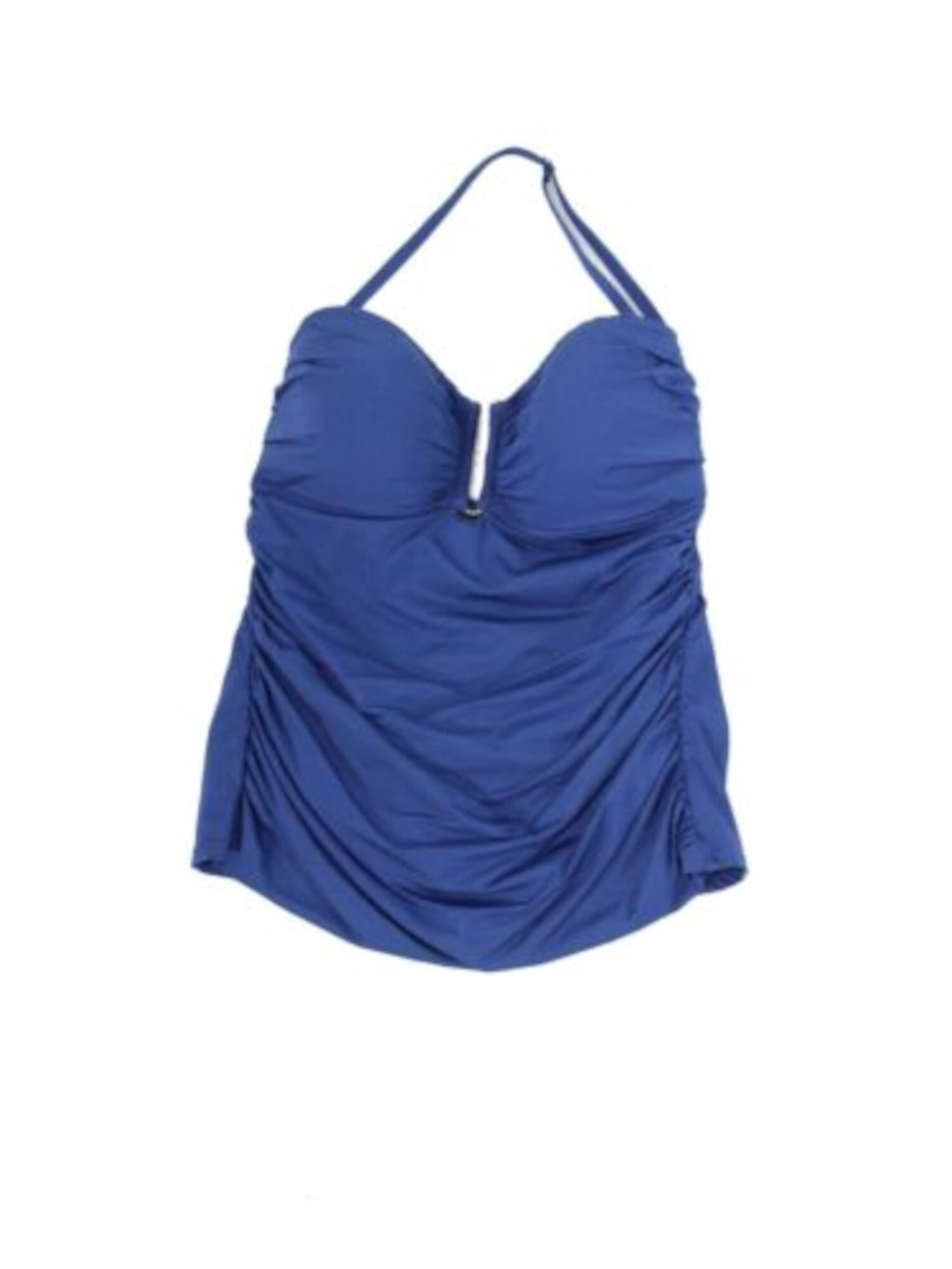 BLEU Women's Navy Stretch U-Wire Removable Strap Fixed Cups Shirred ...