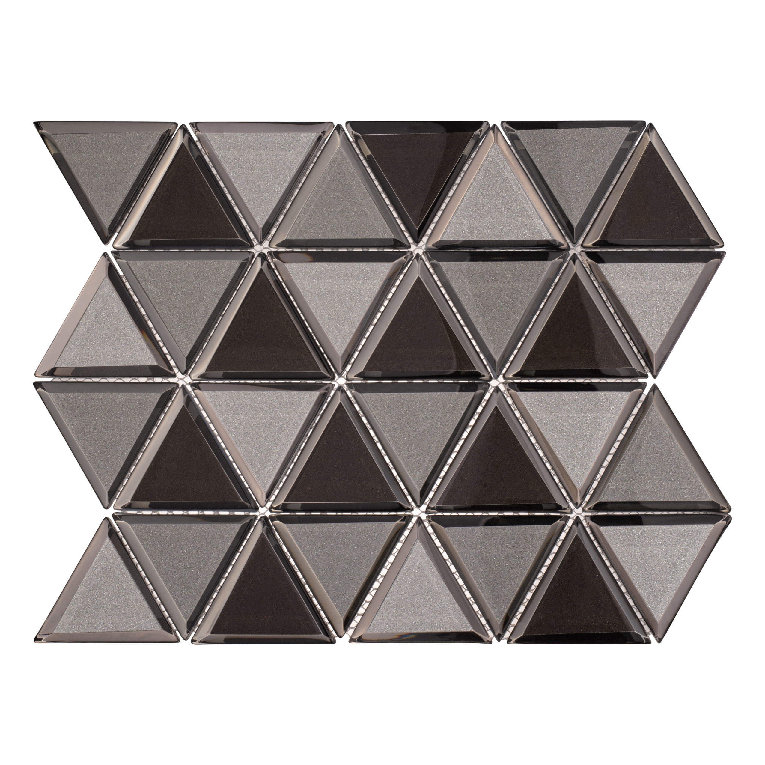 Bleum Lotus Brown 3-in. Novelty Beveled Mirrored Polished Glass Mosaic ...