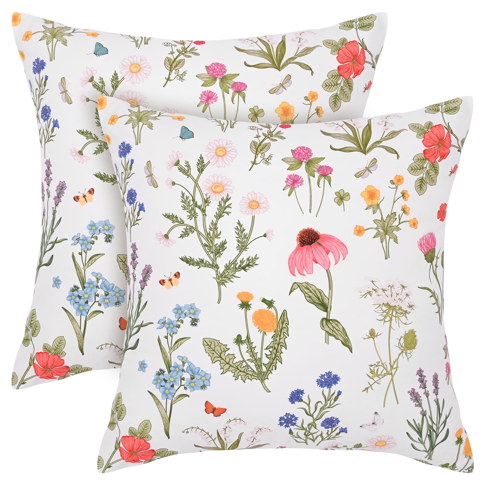 BLEUM CADE 2 Pack Spring Pillow Covers 18 x 18 inch,Outdoor Floral ...
