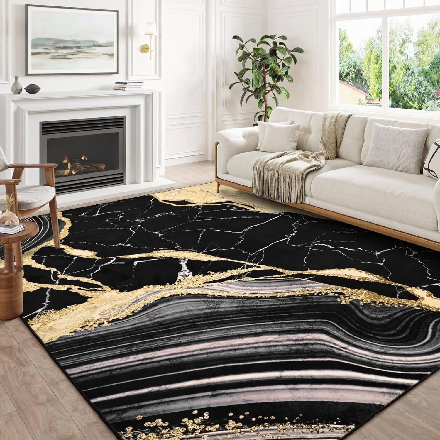 Bleum Cade Area Rugs for Living Room 3X5 Machine Washable Rugs Marble ...