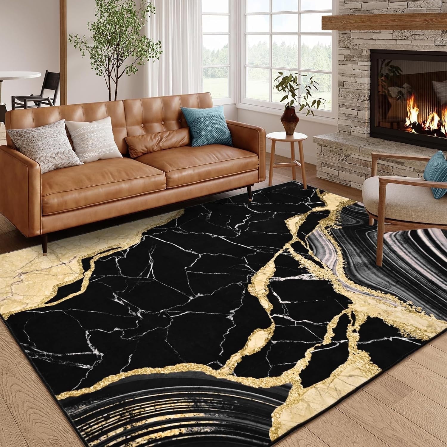 Bleum Cade 5'x7' Area Rugs for Living Room, Marble Swirl Abstract Rug ...