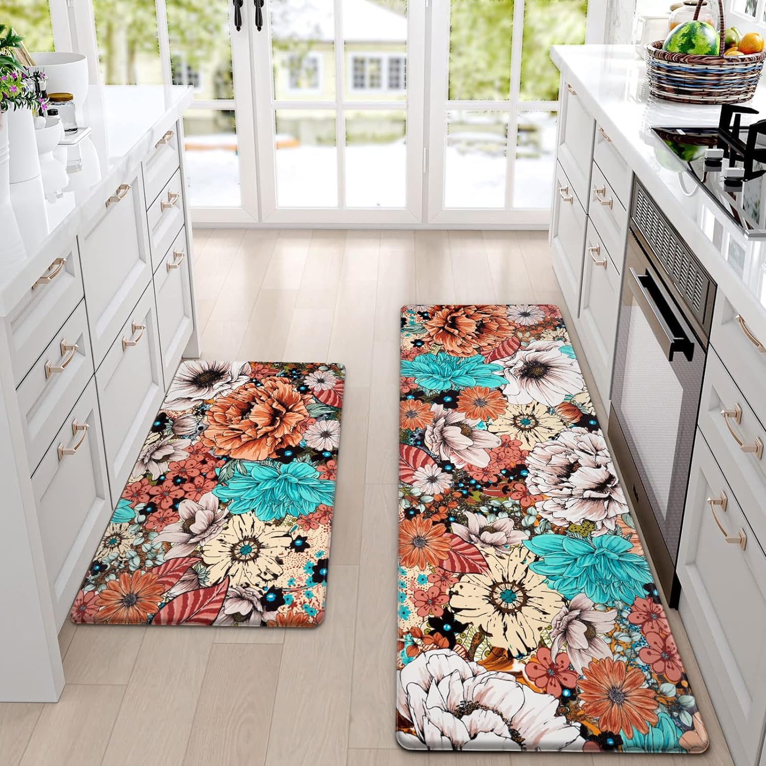 The Pioneer Woman Rustic Vintage Floral Geometric Kitchen Mat ...
