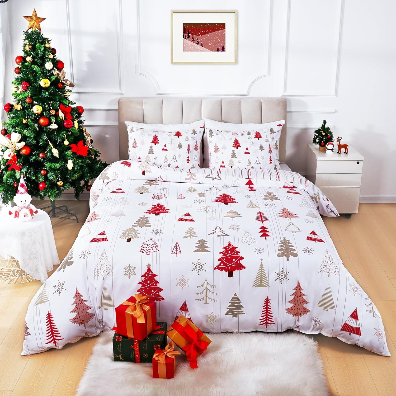 BLEUM CADE Christmas Duvet Cover Set 3 Piece Queen Christmas Tree ...