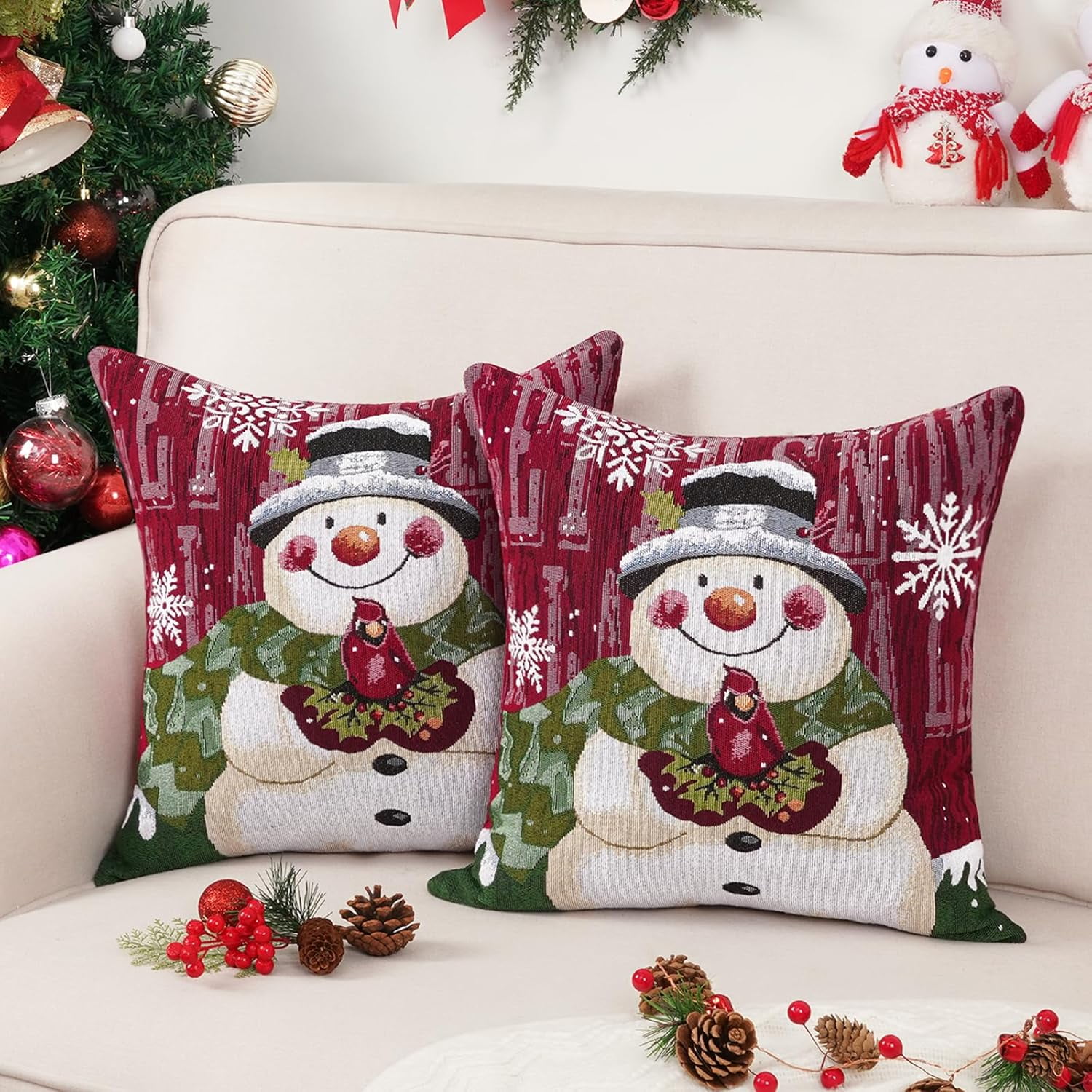 BLEUM CADE Pack of 2 Christmas Throw Pillow Covers 18x18 inch,Soft ...