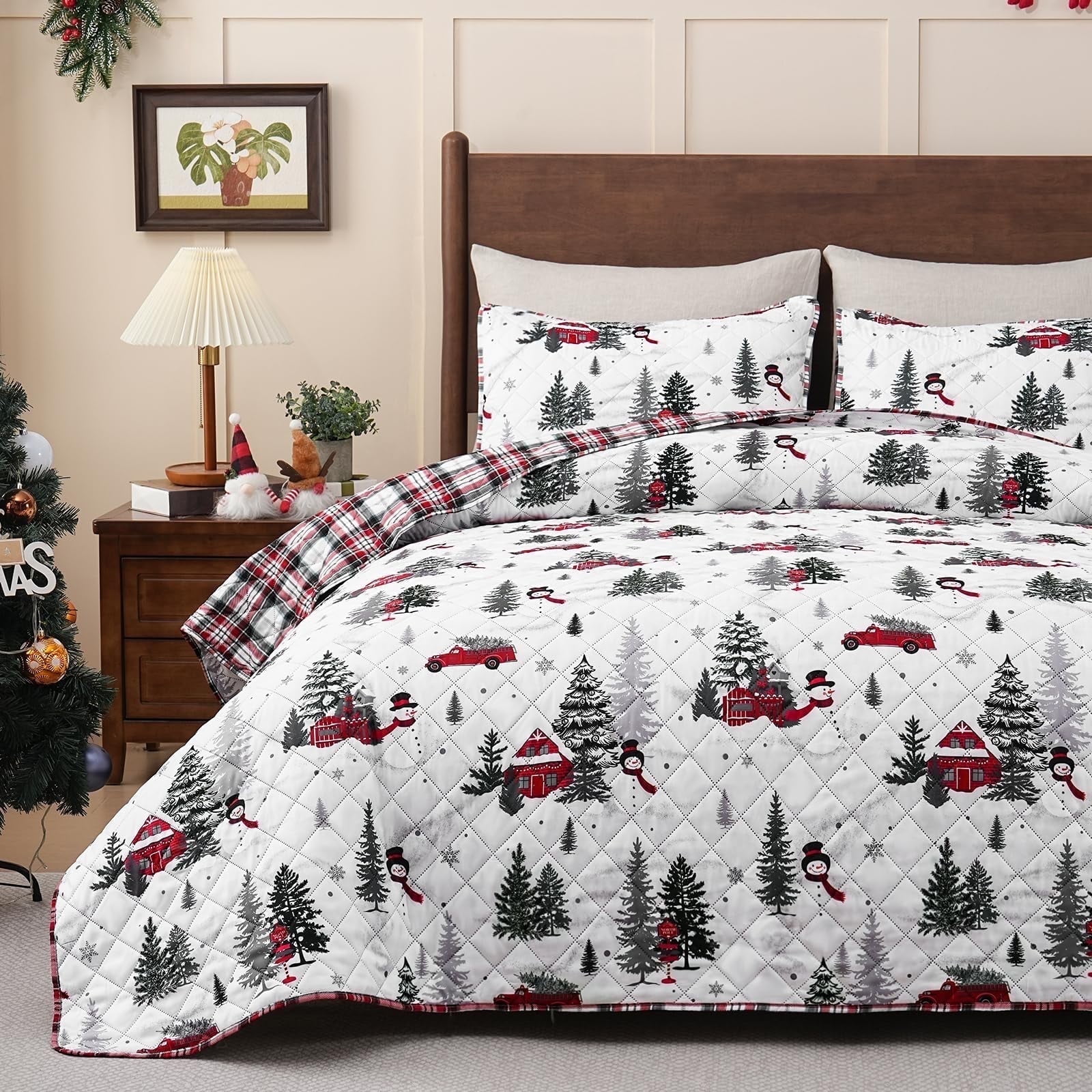 BLEUM CADE Christmas Quilt King Size, Christmas Tree Quilt Set ...