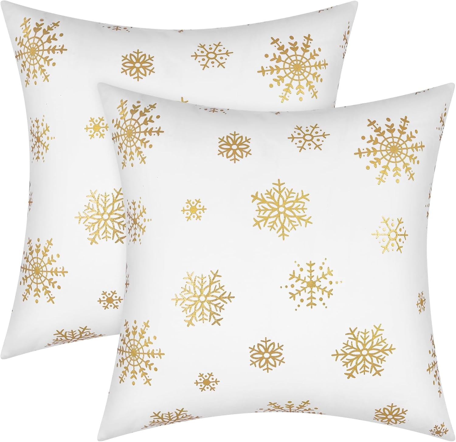 BLEUM CADE 2 Pieces Christmas Pillow Covers 18x18 Inch Gold Glitter ...
