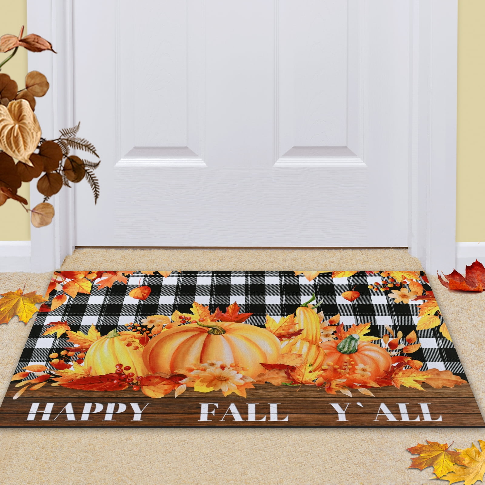 BLEUM CADE Fall Doormat Outdoor Welcome Mat for Entrance, Fall Pumpkin ...