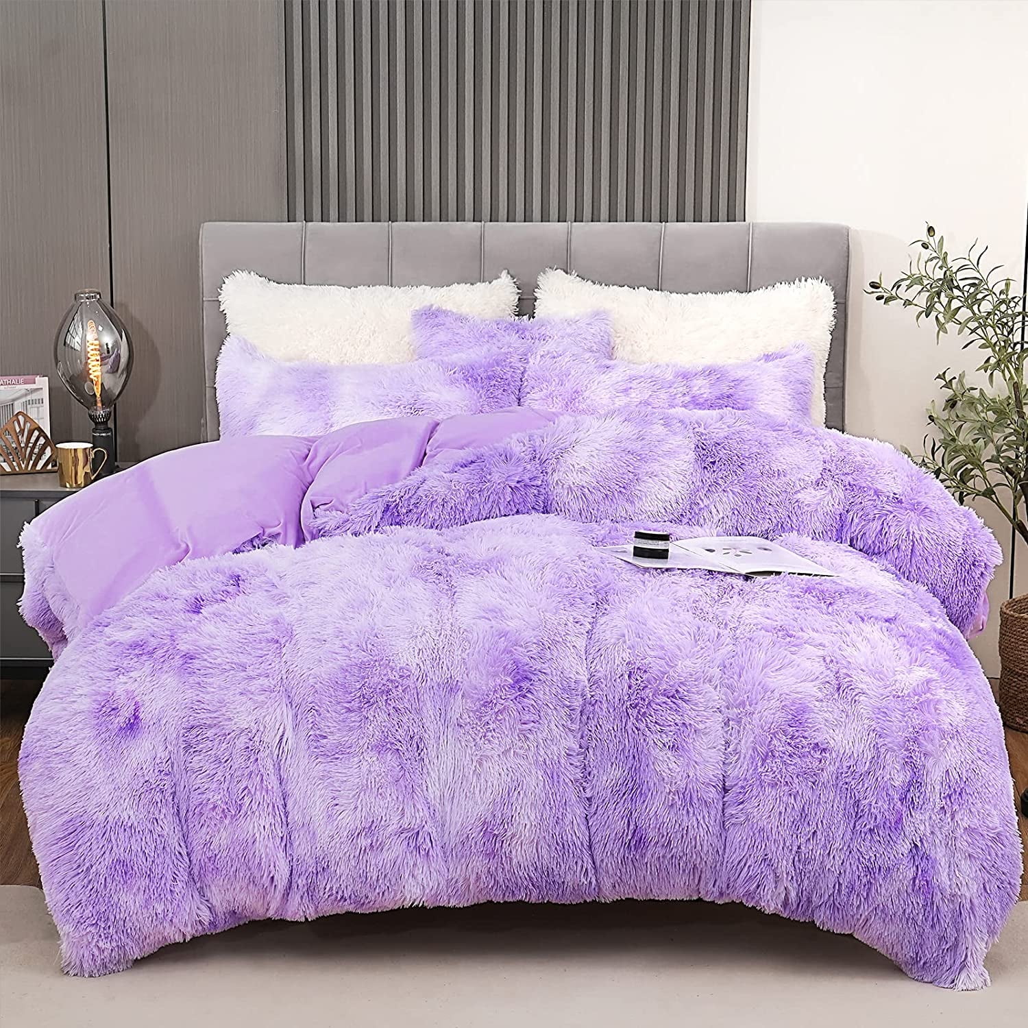 BLEUM CADE Luxury Fluffy Fuzzy Twin Bedding Comforter Set,3 Pieces ...