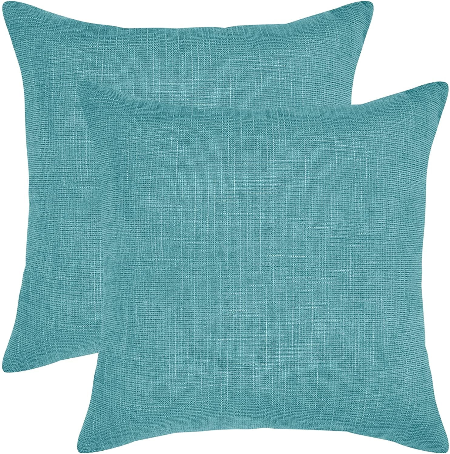 BLEUM CADE 2 Pack Teal Chenille Throw Pillow Covers, Soft Square Decor ...