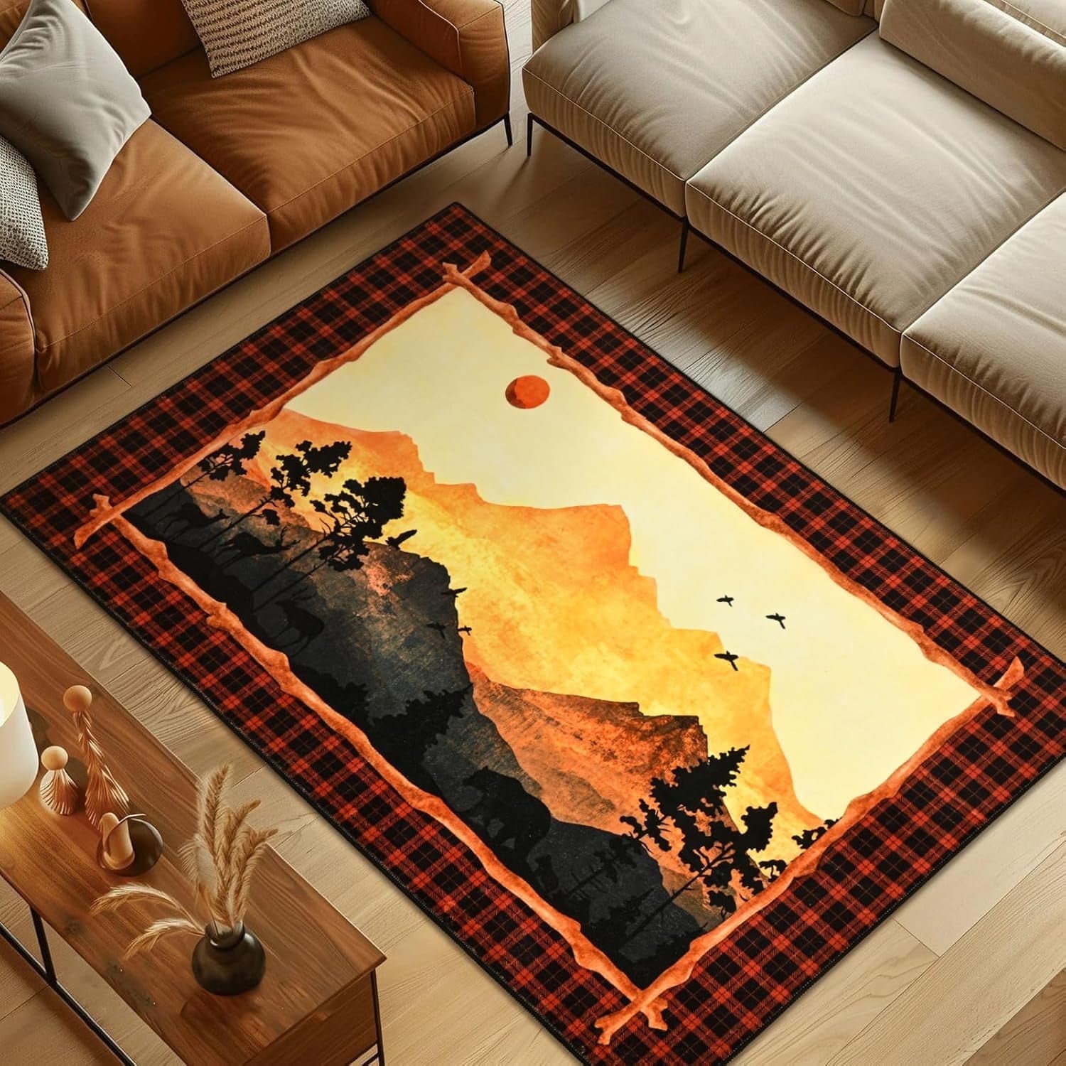 BLEUM CADE Rustic Cabin Area Rug 3x5,Farmhouse Wildlife Area Rug for ...