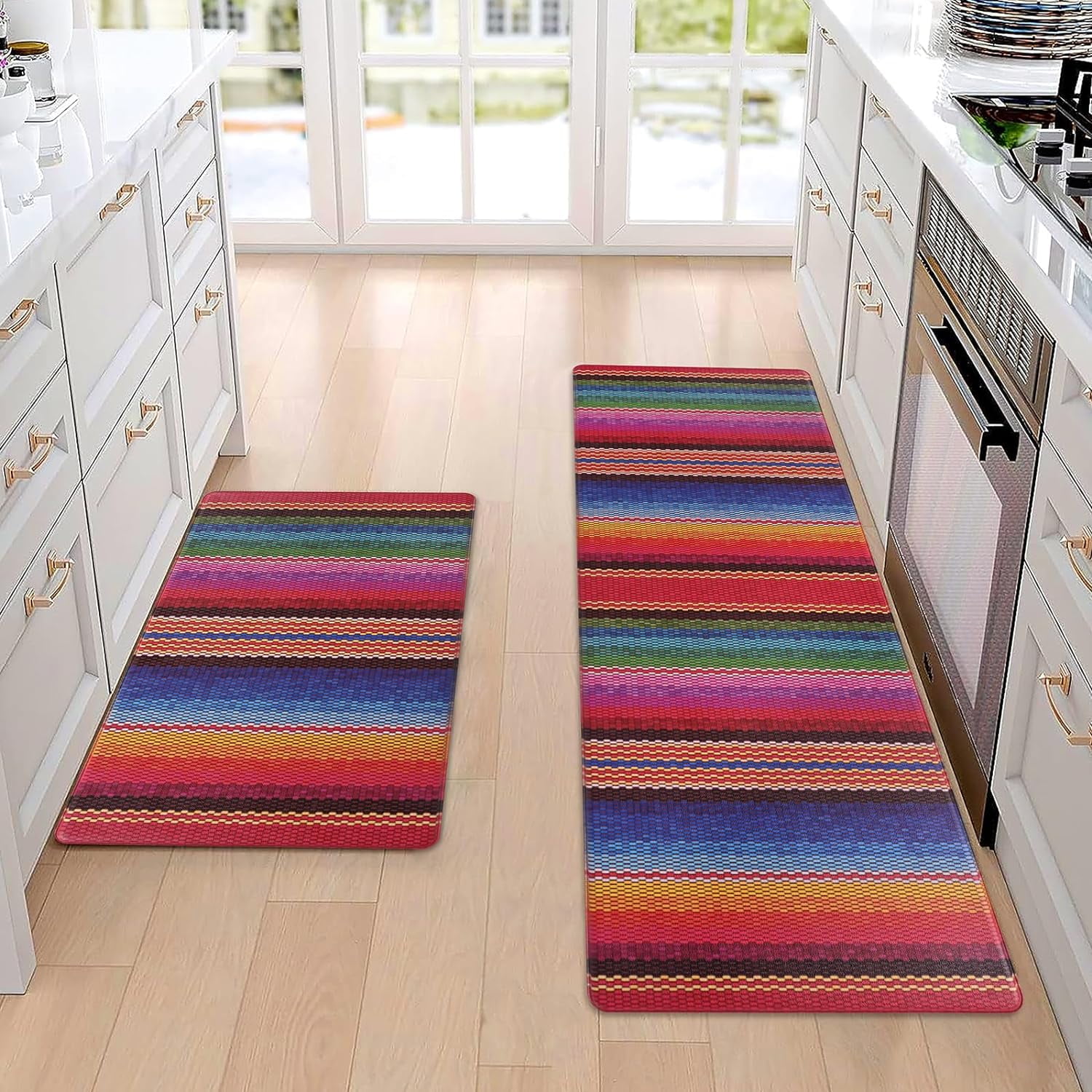 BLEUM CADE Kitchen Rugs, Anti Fatigue Kitchen Mat 2 Pieces,Rainbow ...