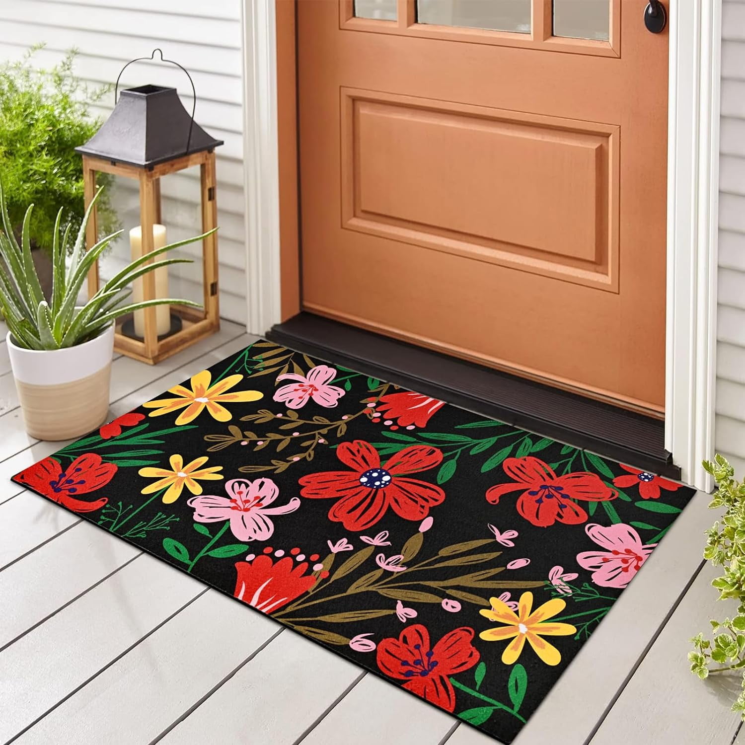Bleum Cade Summer Floral Outdoor Door Mat, Absorbent Welcome Mat, 18x30 ...
