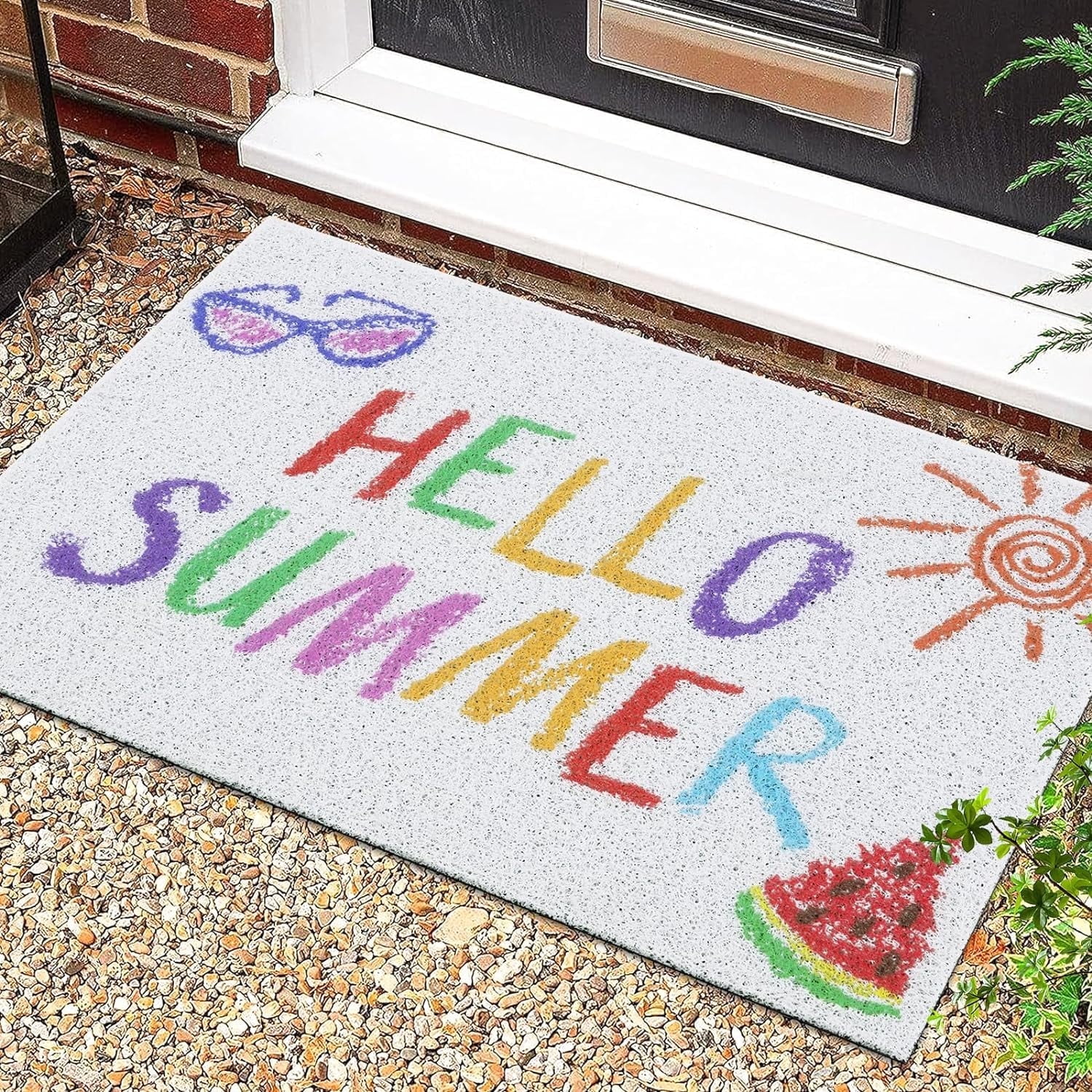 BLEUM CADE Welcome Mat Hello Summer Outdoor Mat for Front Doors Non ...