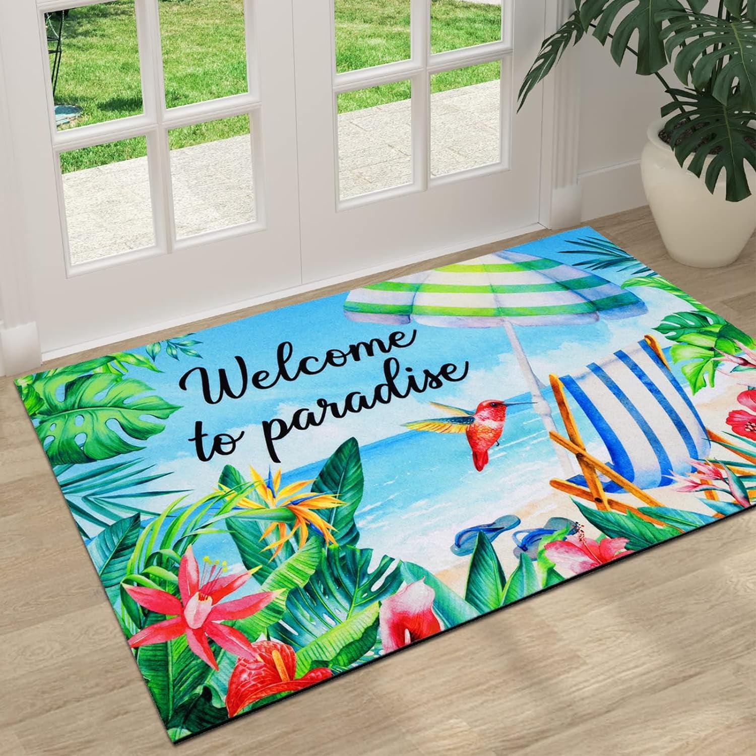 BLEUM CADE Welcome Cool Doormat,Summer Doormat Outdoor Non Slip Ocean ...