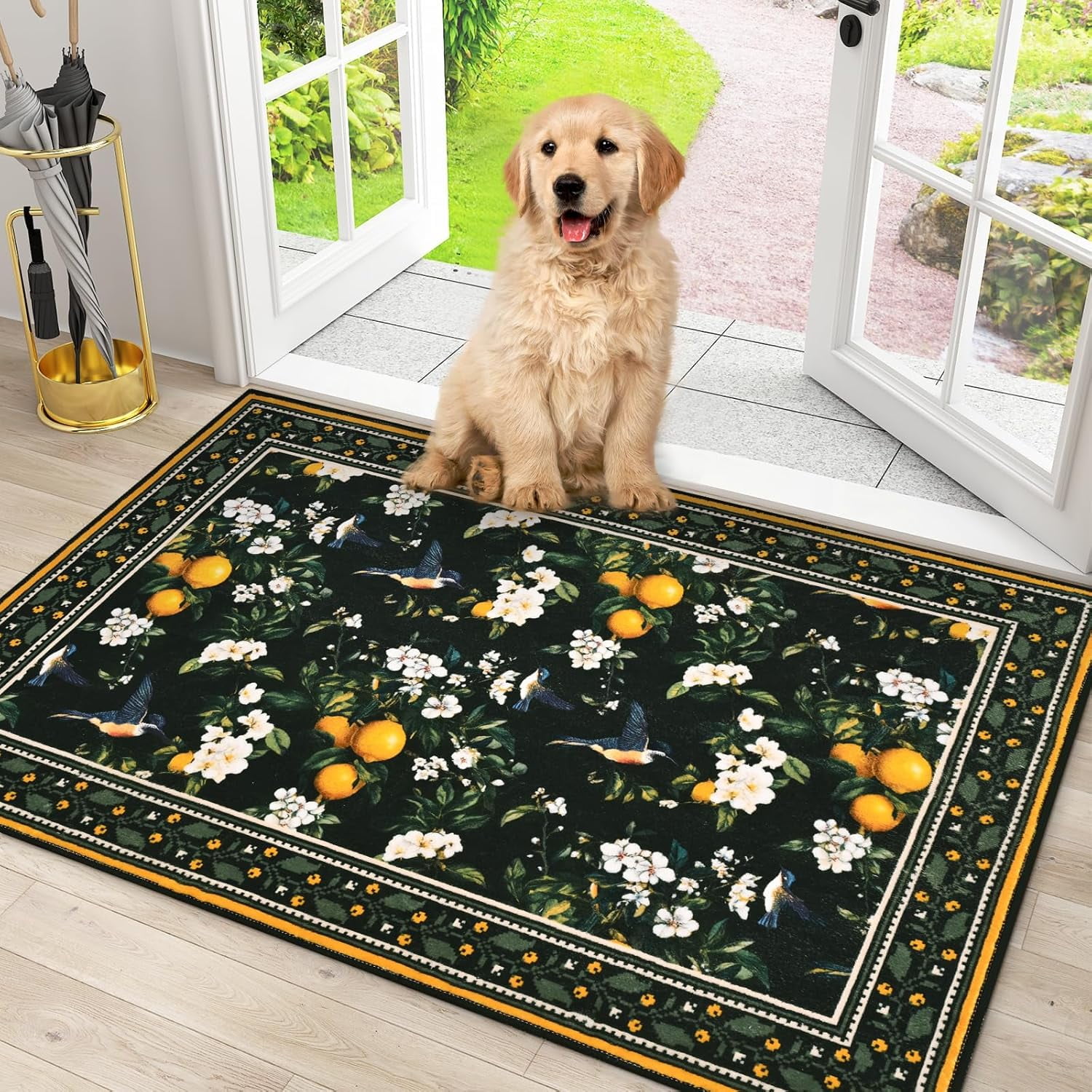 BLEUM CADE Vintage Floral Area Rug 2x3 Hummingbird Washable Non Slip ...