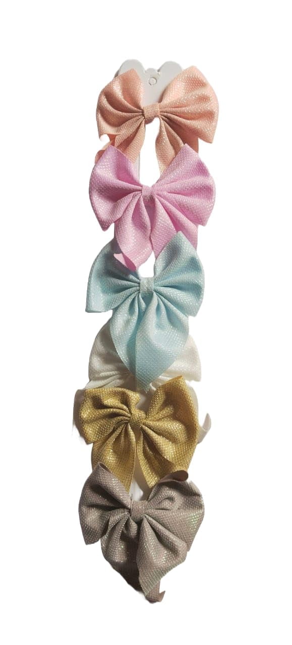 BLGT Satin Hair Bows for Girls Set of 6 Pastel and Metallic Colors ...