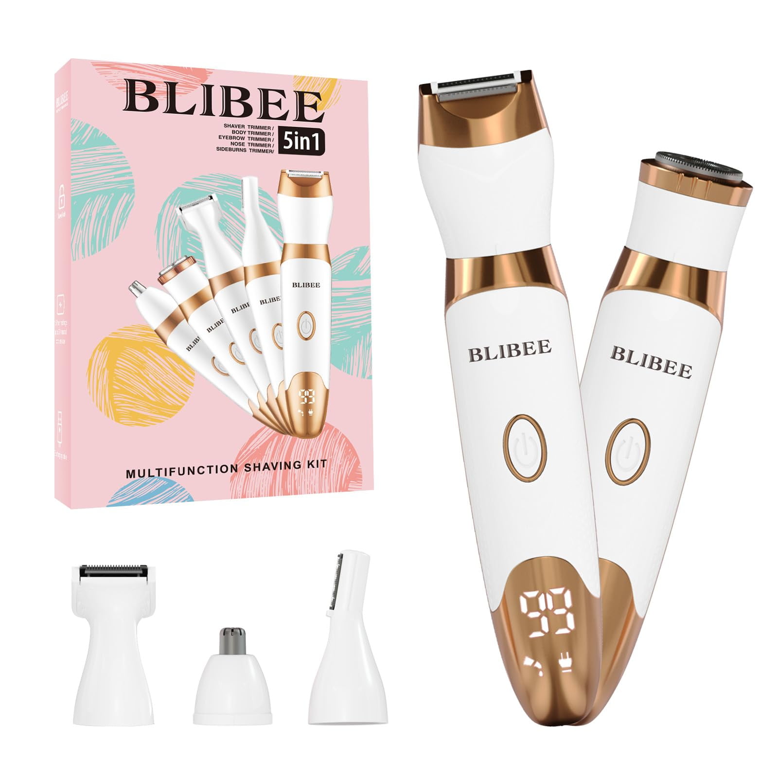 BLIBEE Bikini Trimmer for Women, LED Display Electric Razors for Women ...