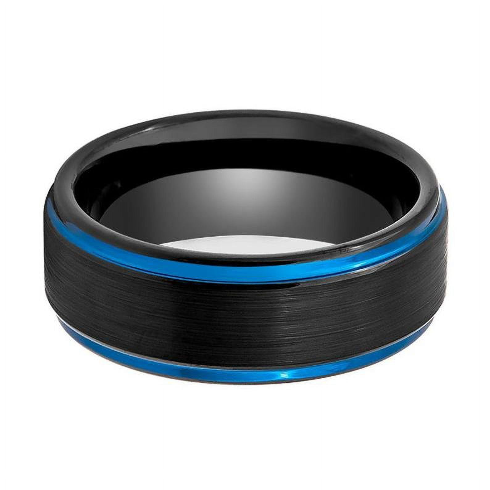 BLIGHT | Black Tungsten Ring, Blue Edges, Stepped Edge - Walmart.com