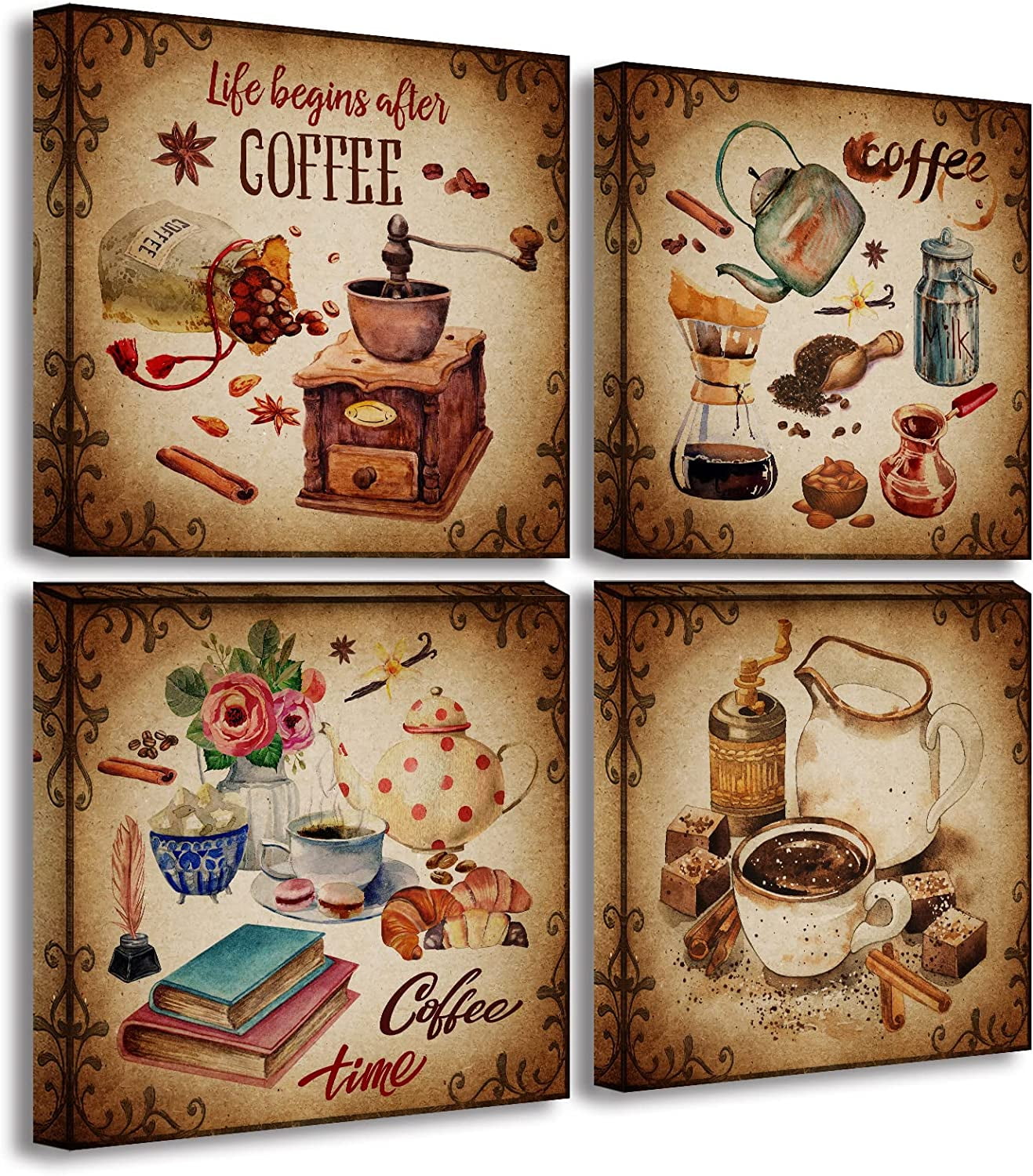 BLINFEIRU Kitchen Pictures Wall Decor Coffee Wall Art Theme Decorations ...