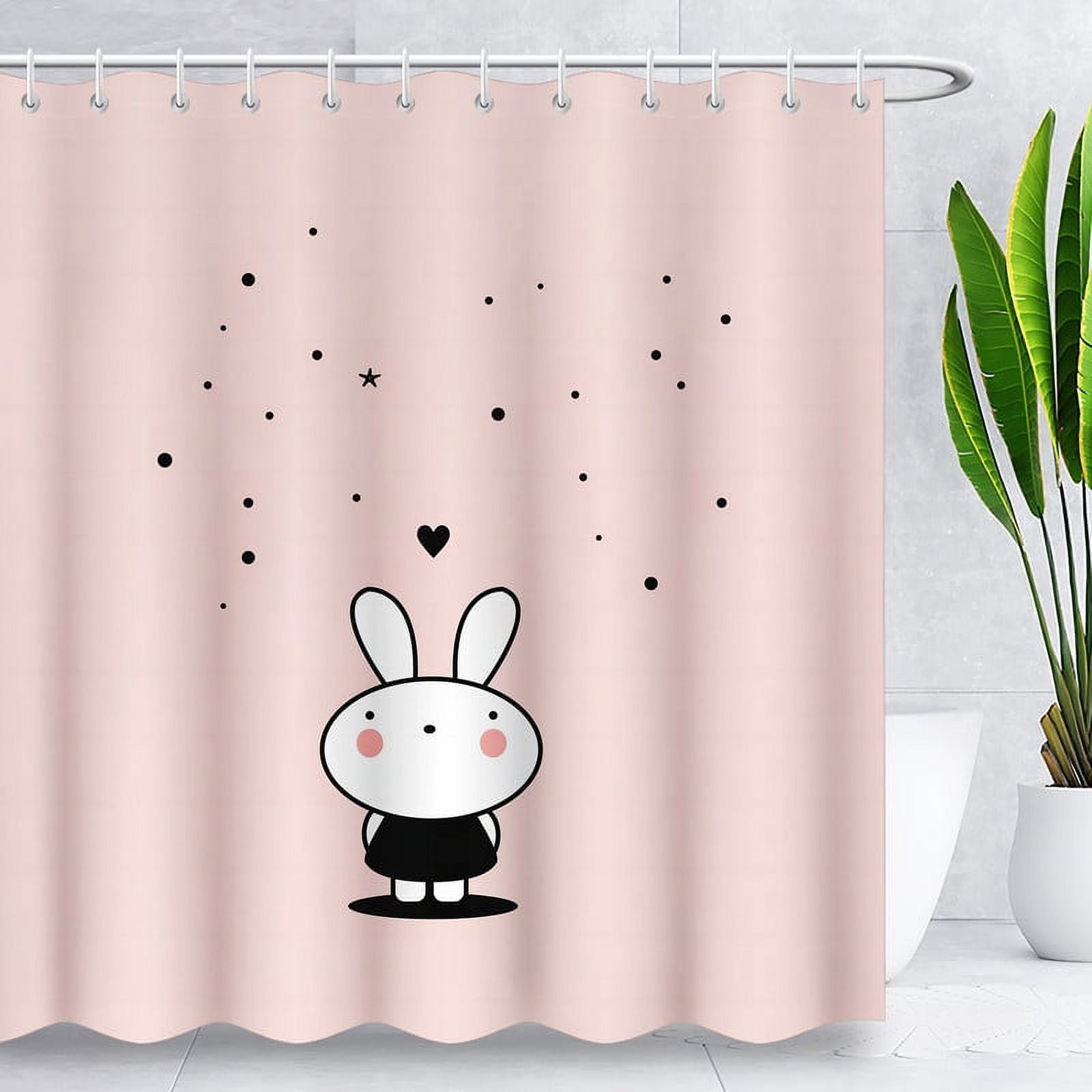 BLINGPAINTING Rabbit Shower Curtain Cute Animal Hare Shower Curtains ...