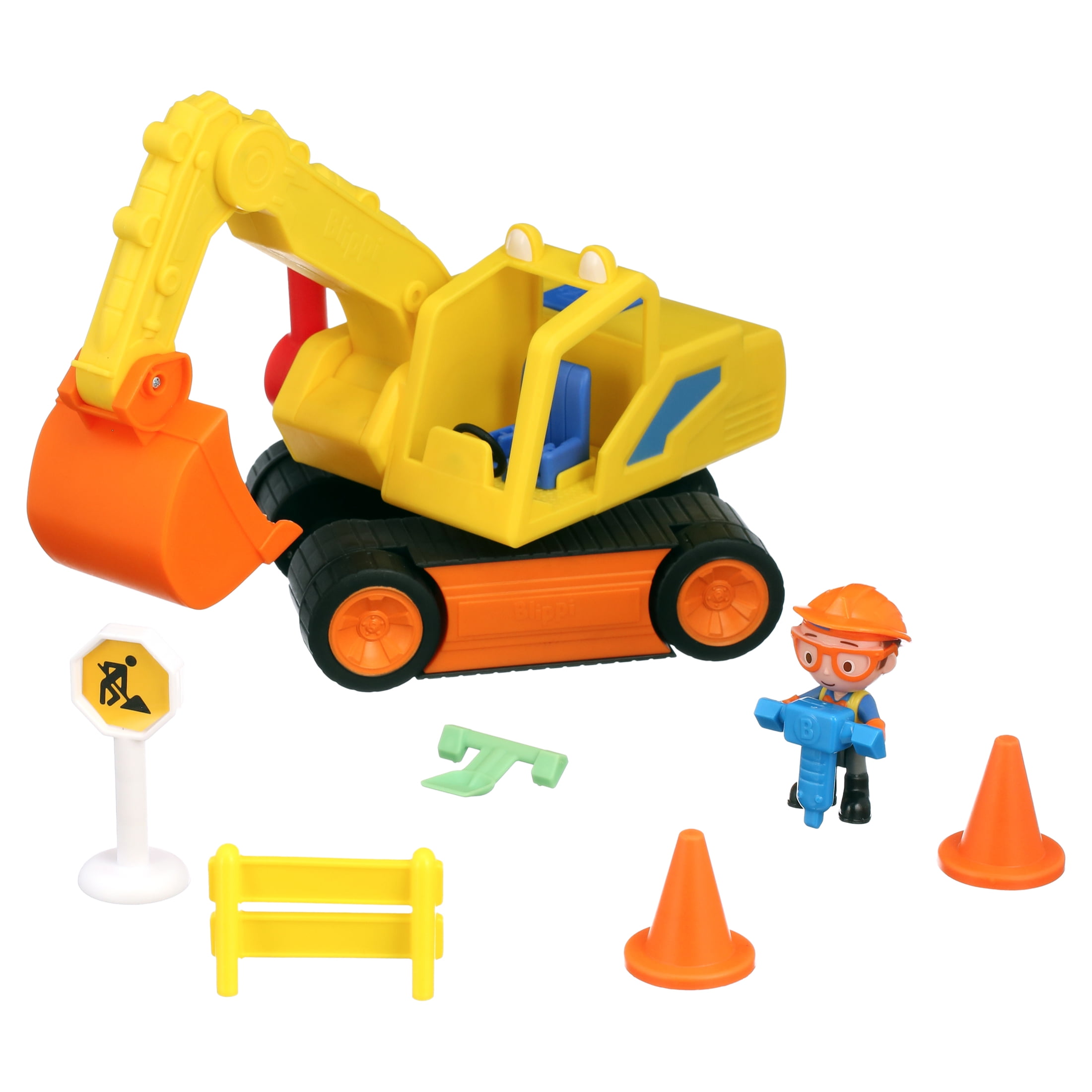Blippi Toy Excavator - Freewheeling Vehicle with 3 Construction Worker ...