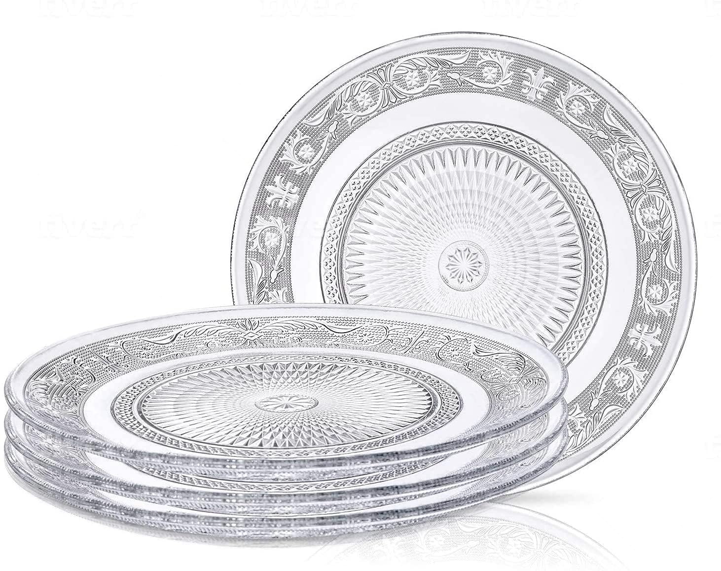 BLISS START 7 inch Crystal Clear Glass Plate Snack Plate Serving Plate ...