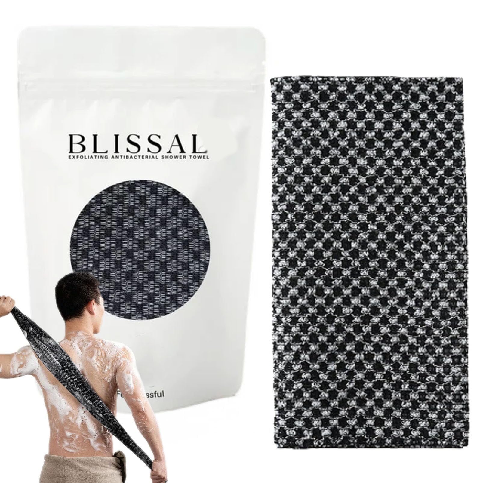 BLISSAL Exfoliating Shower Towel, Scrub Cloth, Long Exfoliating ...