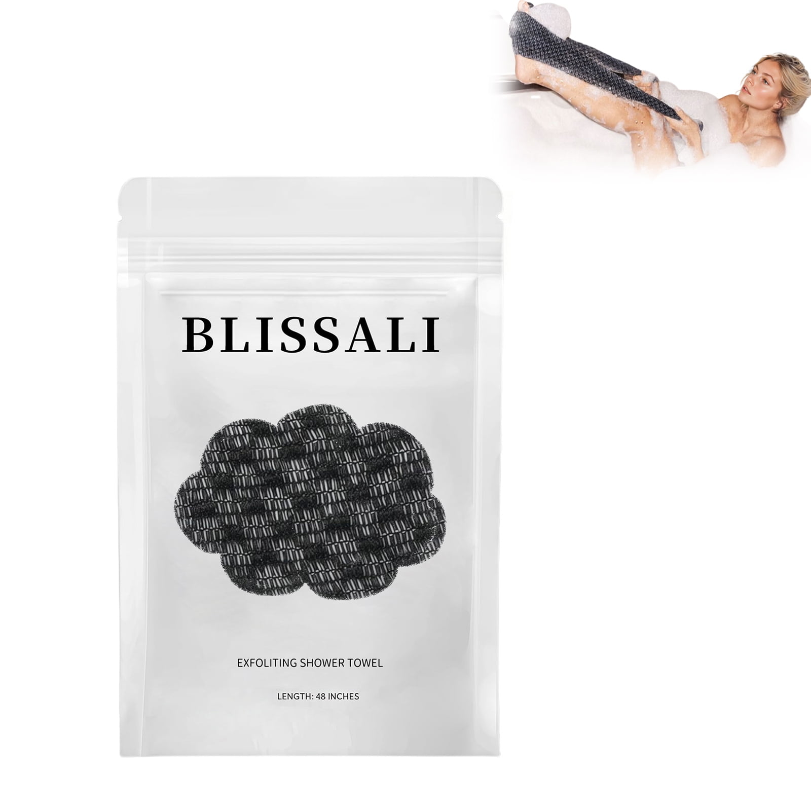 BLISSALI Exfoliating Shower Towel - Long Washcloth Back Body Scrubber ...