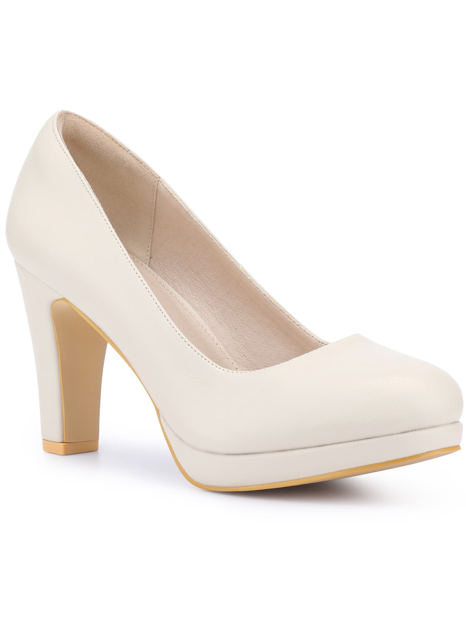BLISSFUL STEP Stylish Women's Platform Round Toe Chunky Heel Pumps for ...