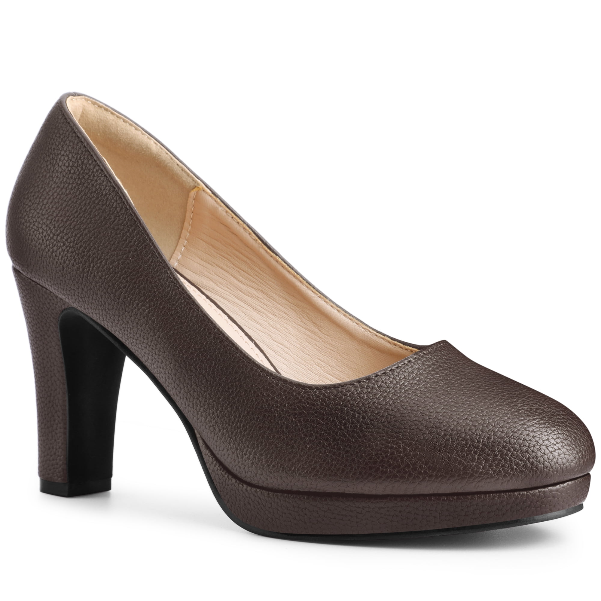 BLISSFUL STEP Stylish Women's Platform Round Toe Chunky Heel Pumps for ...