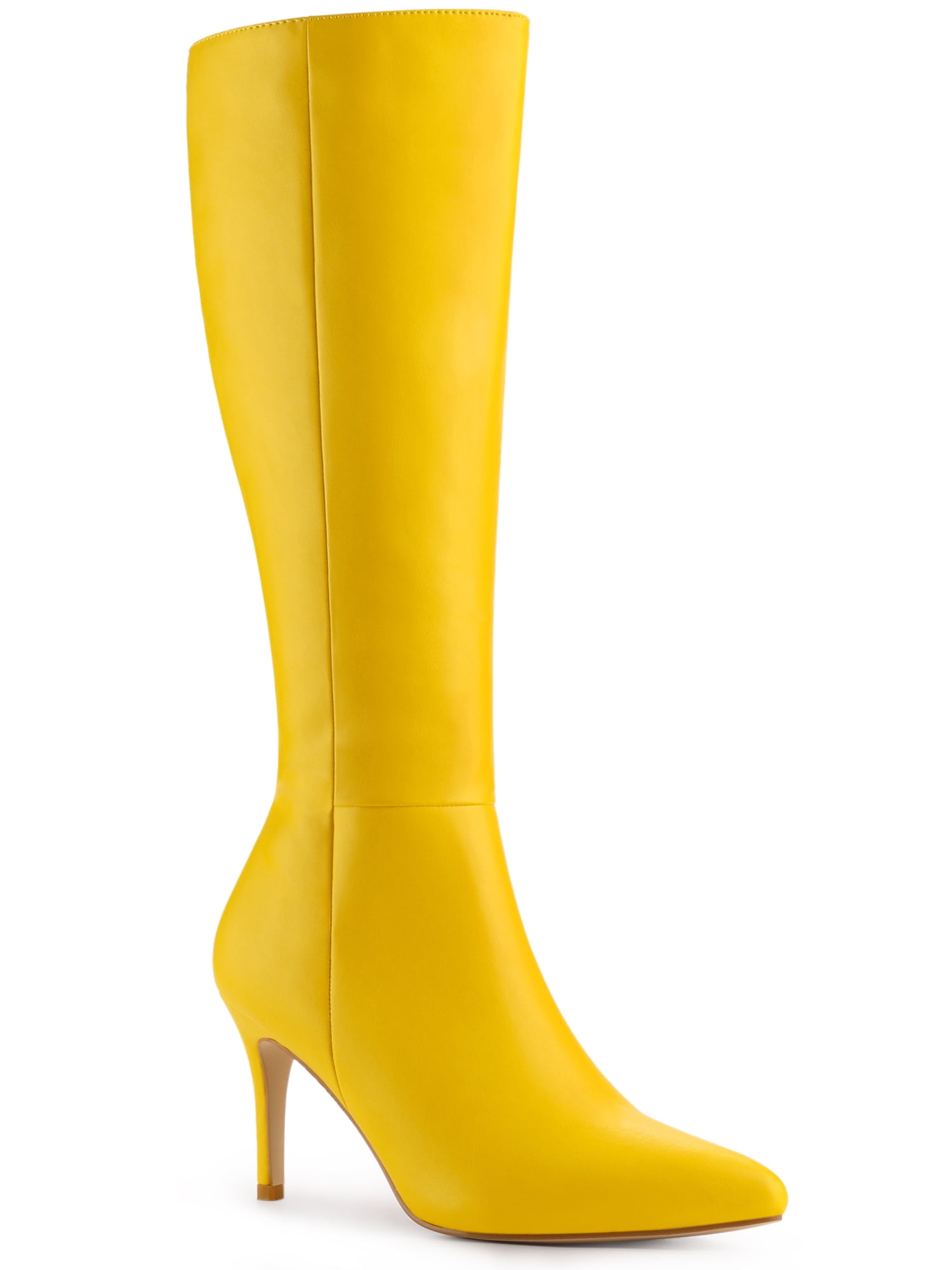 BLISSFUL STEP Women's Boot Pointed Toe Side Zipper Stiletto Heel Knee ...