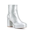 BLISSFUL STEP Women's Ankle Boots Faux Leather Platform Block Heel ...