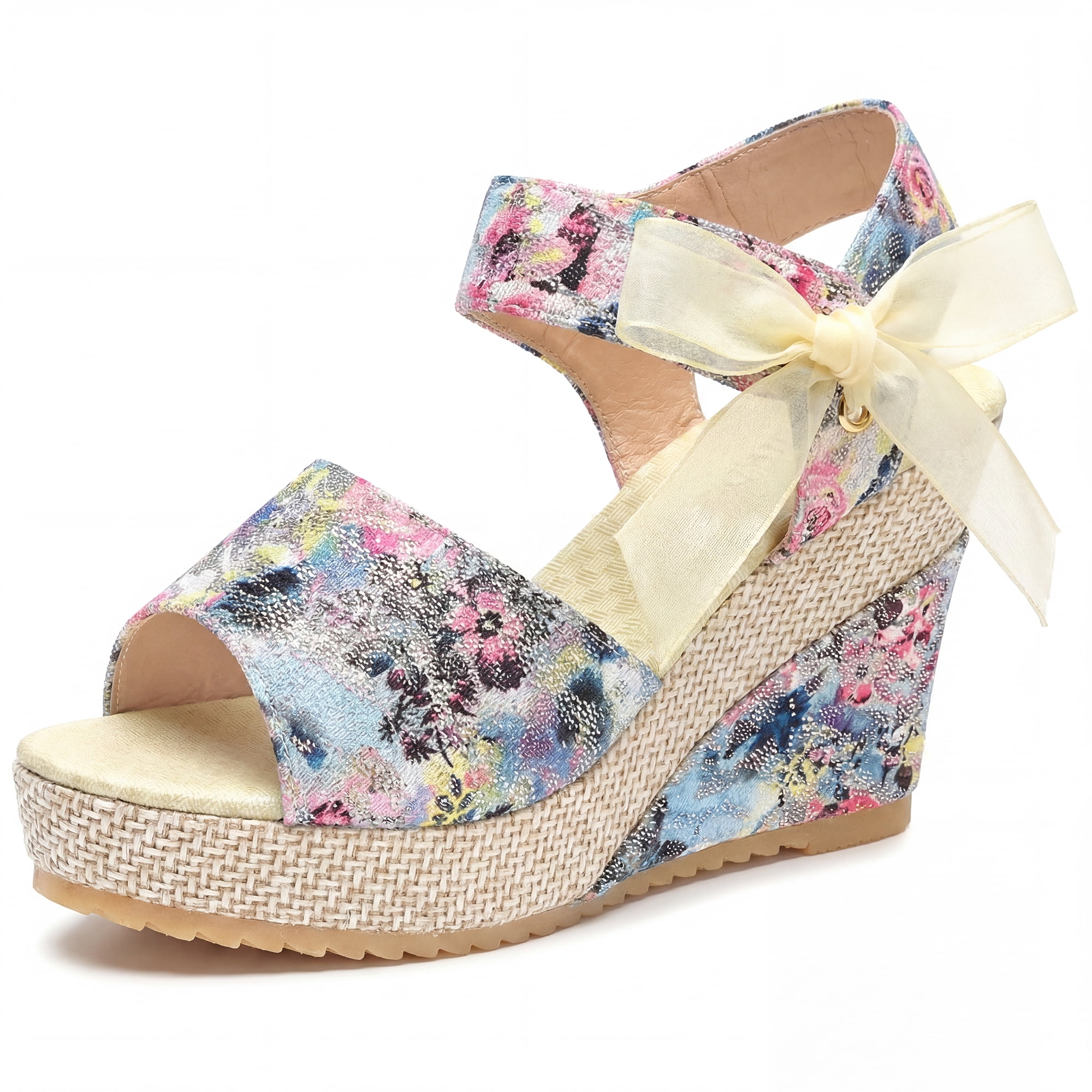 BLISSFUL STEP Women's Lace-up Camouflage Platform Peep-toe Sandals ...