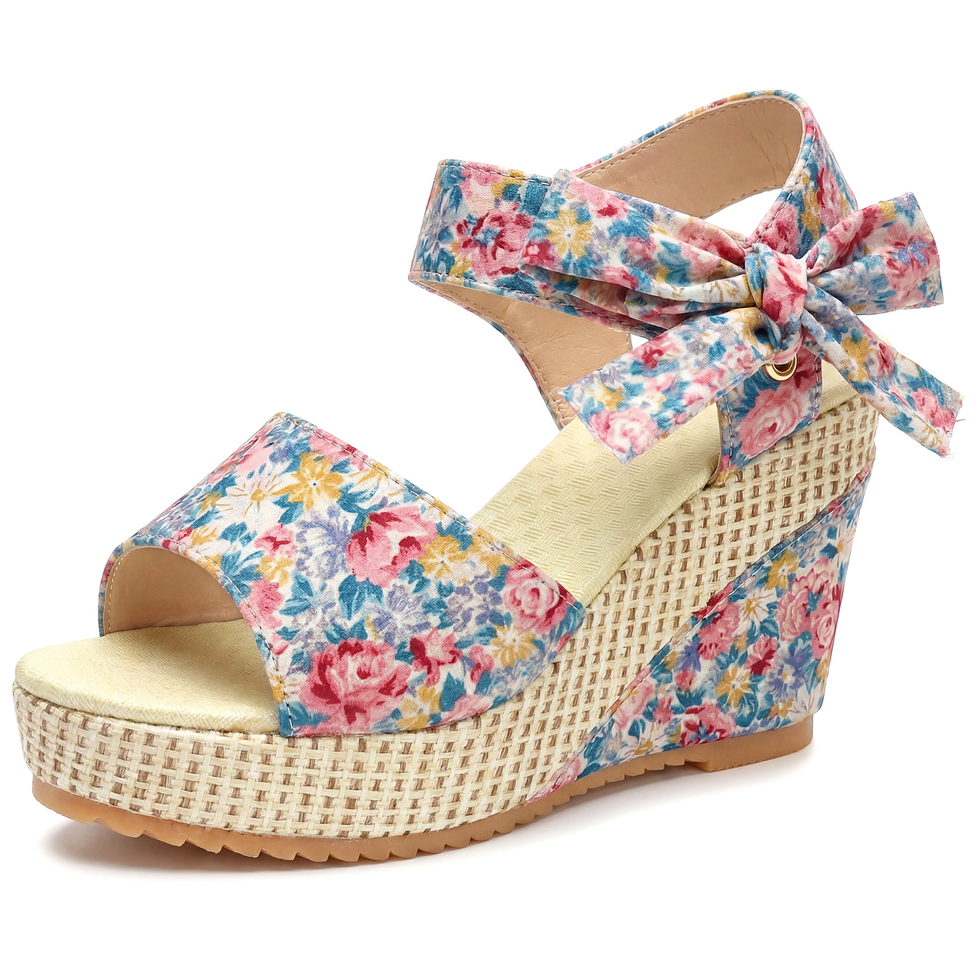 BLISSFUL STEP Women's Lace-up Camouflage Platform Peep-toe Sandals ...