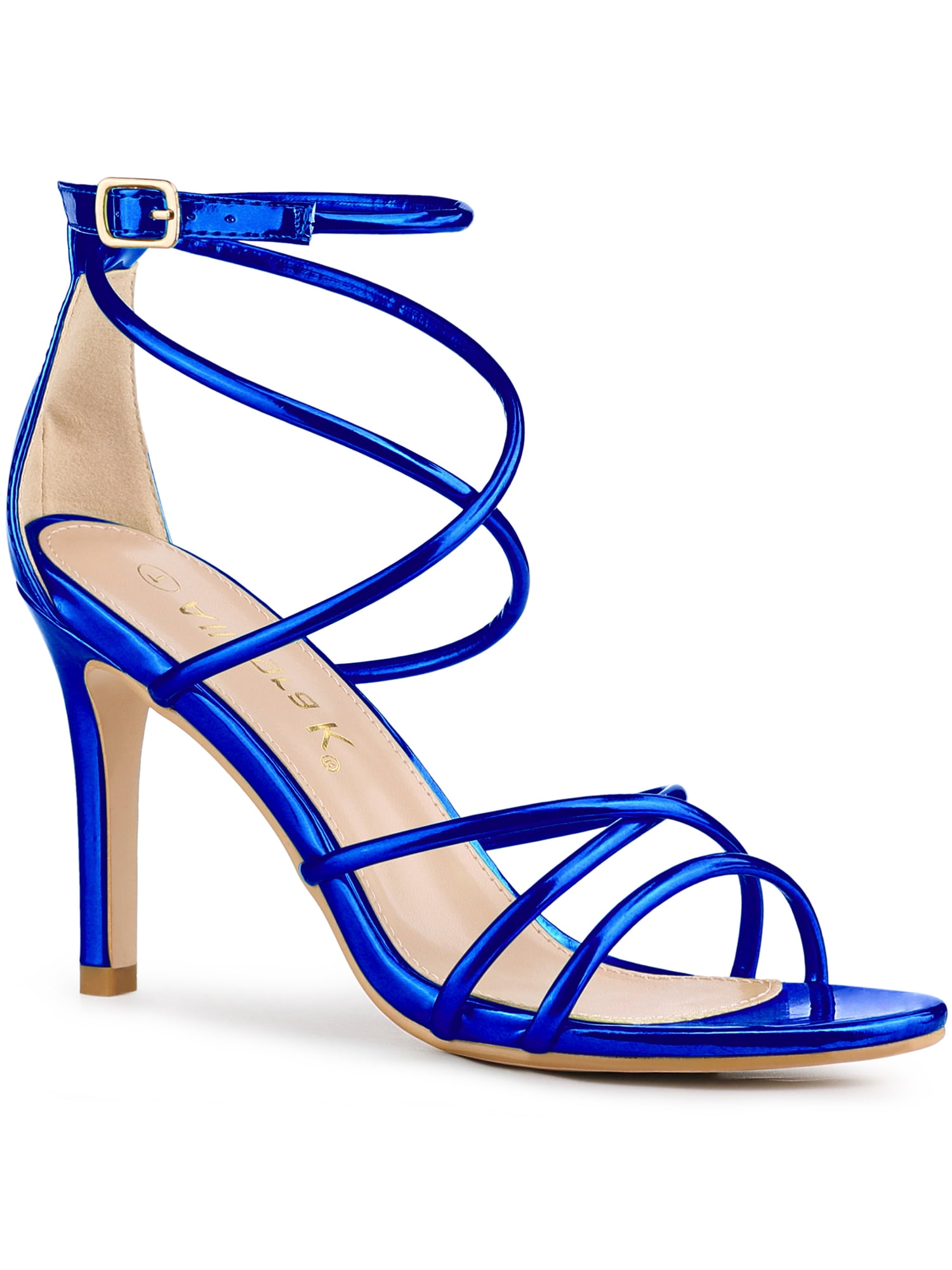 BLISSFUL STEP Women's Open Toe Strappy Straps Prom Stiletto Heels ...