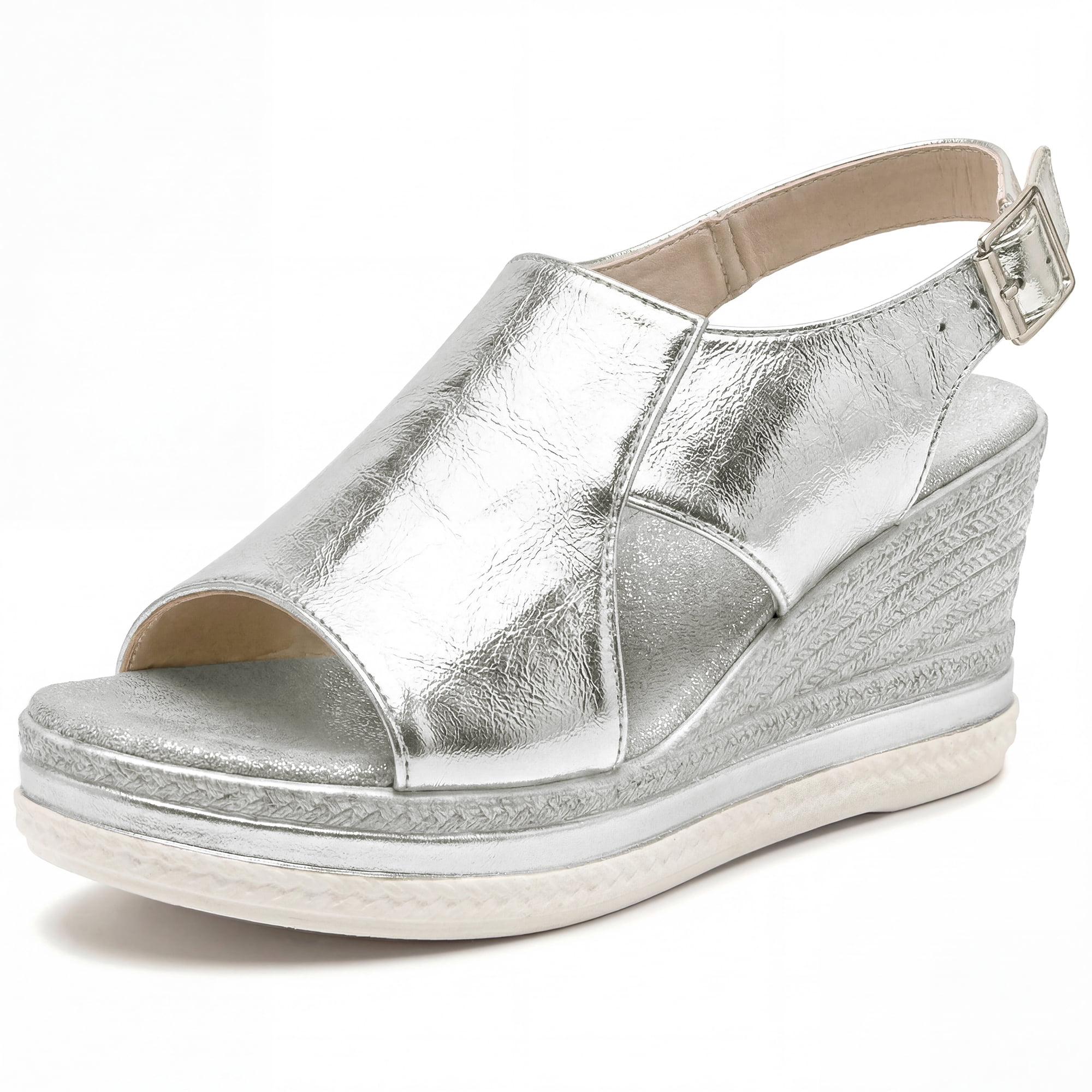 BLISSFUL STEP Women's Plaid Solid Color Hollow-out Buckle Platform Peep ...