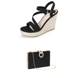 BLISSFUL STEP Women's Platform Strappy Ankle Strap Espadrilles Wedge ...