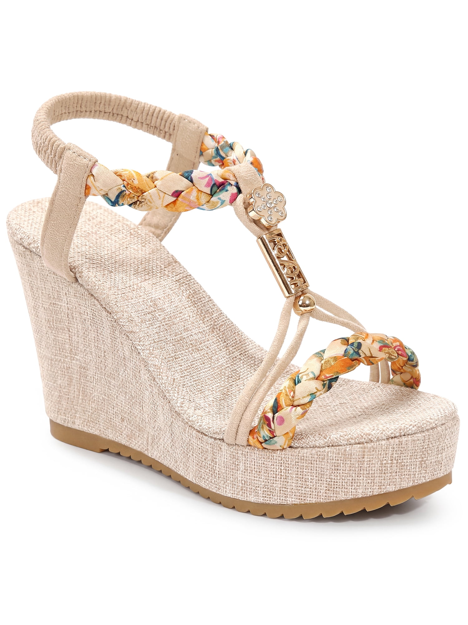 BLISSFUL STEP Women's Shoes Slingback Bohemia Rhinestone Open Toe ...