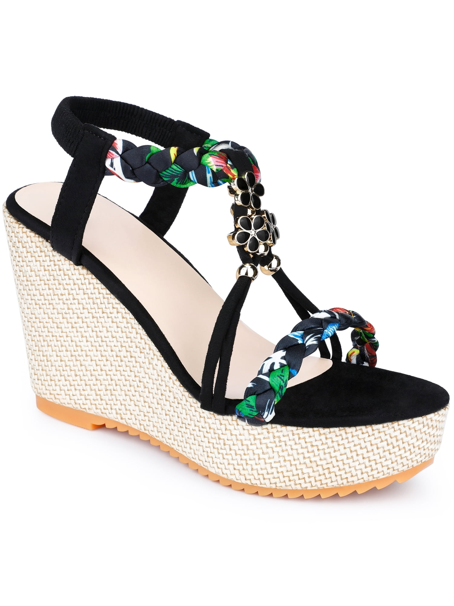 BLISSFUL STEP Women's Shoes Slingback Bohemia Rhinestone Open Toe ...