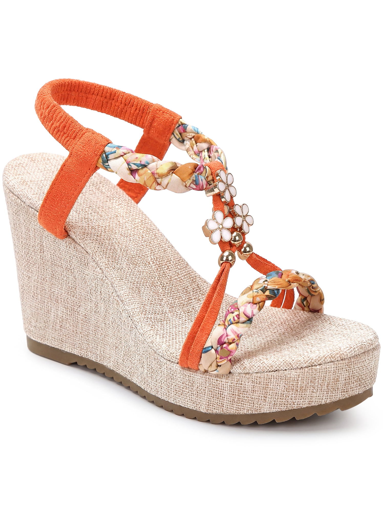 BLISSFUL STEP Women's Shoes Slingback Bohemia Rhinestone Open Toe ...